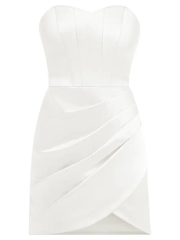 TIA DORRAINE Satin Mini Dress - White