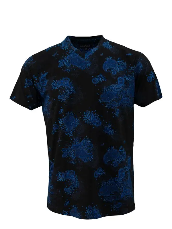 LORDS OF HARLECH Maze Campania Floral V-neck Tee - Black
