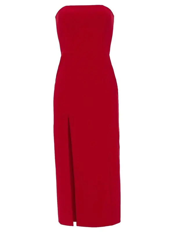 NOMI FAME Mora Strapless Corset Midi Dress - Red