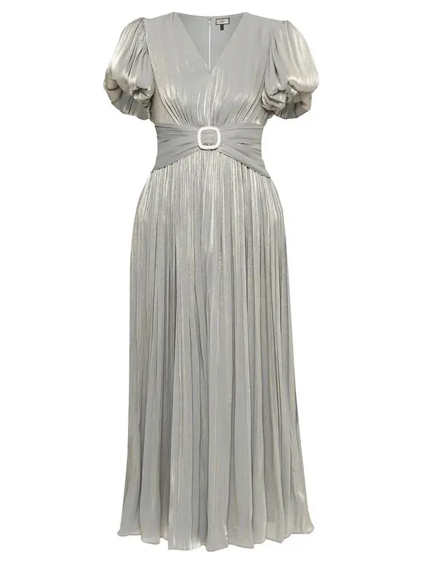 NISSA Chiffon Crystal-detail Midi Dress - Green