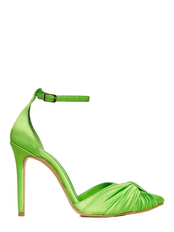 GINISSIMA Ana Fluo Satin Slingbacks - Green