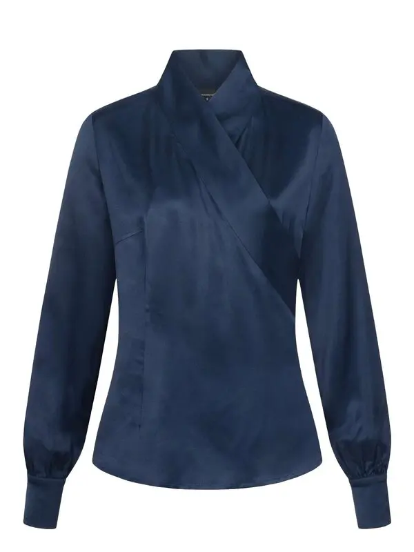 MARIANNA DÉRI Kimono-style Viscose-rayon Satin Blouse - Blue
