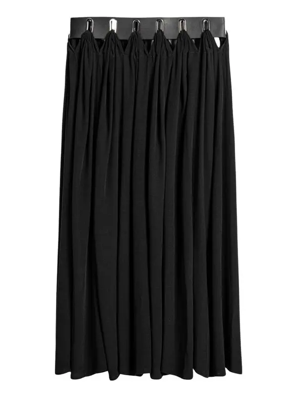 NOCTURNE Pleated Ring-detail Midi Skirt - Black