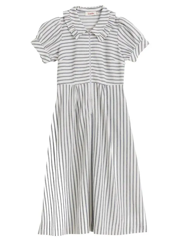 LOUCHE Ticking Stripe Midi Dress - Blue/white