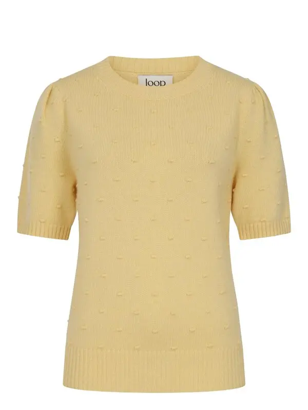 LOOP CASHMERE Bobble Puff Sleeved Sweater - Yellow