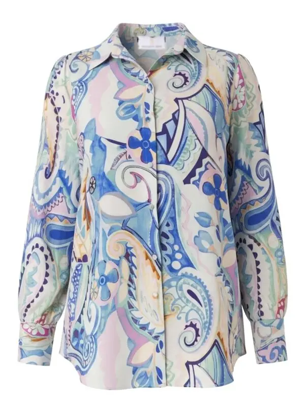FRANCHETTI BOND Ricciarda Paisley Swirl Classic Shirt - Blue