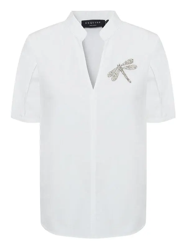 EXQUISE Regular Short-sleeved Blouse - White