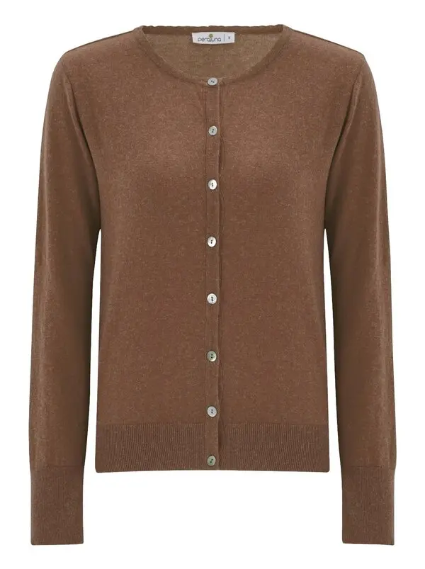 PERALUNA O-neck Knitwear Cardigan - Brown