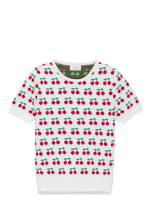 PERALUNA Alice’s Cherry Knit Blouse - Red