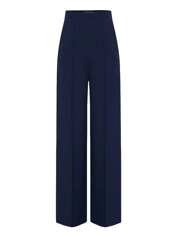 EXQUISE Regular Tailored Wide-leg Trousers - Blue
