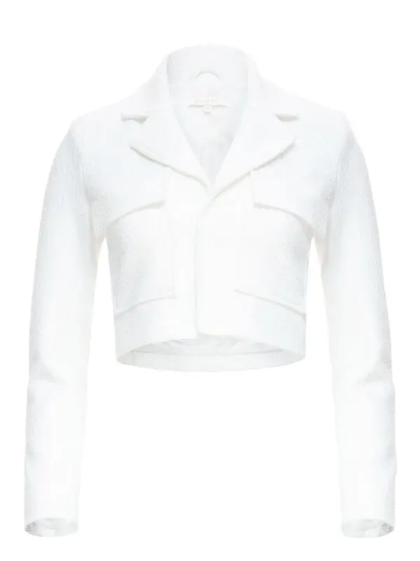 GOLDIE BYRD Bouclé Cropped Blazer - White