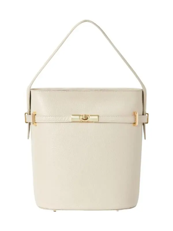 BETSY & FLOSS Sora Large Leather Bucket Bag - Black/white