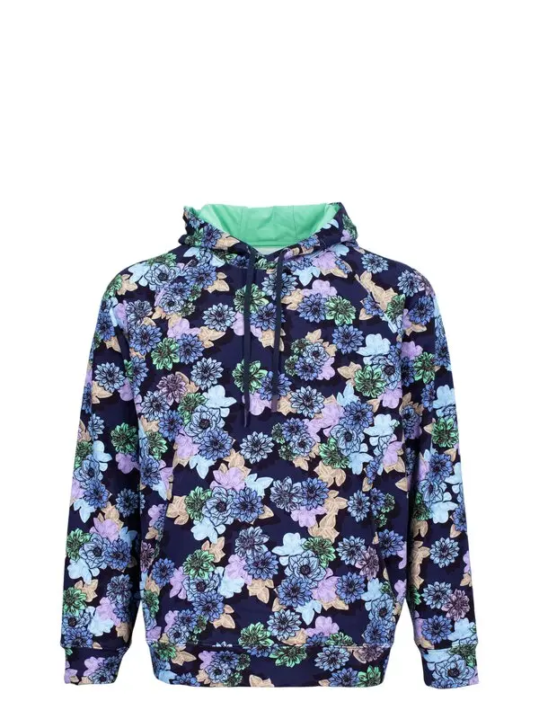 LORDS OF HARLECH Hank Floral Print Hoodie - Blue