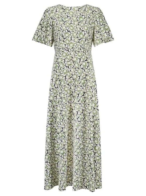 TRAFFIC PEOPLE Floral Print Maxi Dress - Green/white