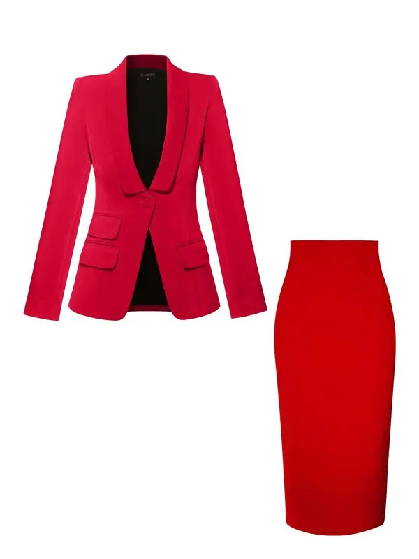 TIA DORRAINE Blazer And Skirt Suit - Red