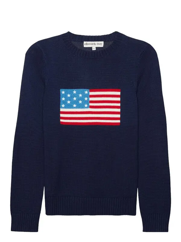 ELLSWORTH + IVEY American Flag Crewneck - Blue