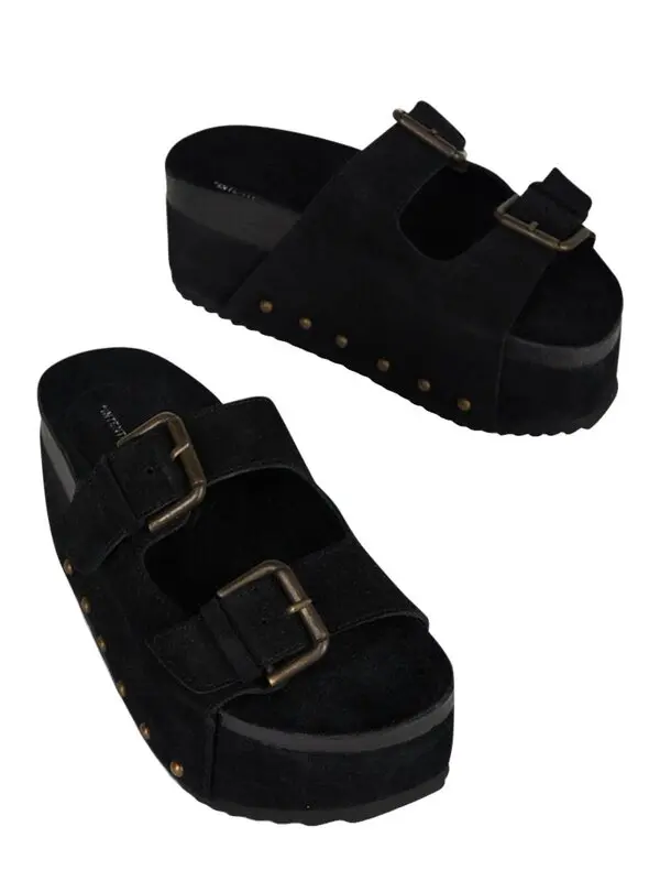 Intentionally Blank Cooper-2 Suede Platform Sandals - Black