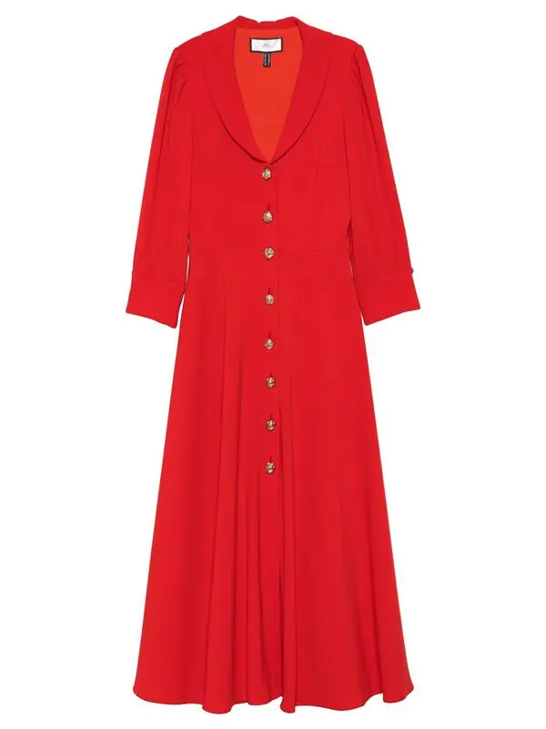 NISSA Crepe Midi Dress - Red