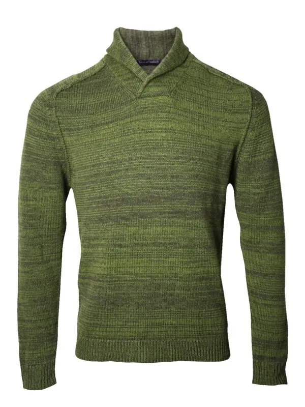 LORDS OF HARLECH Shawl Neck Sweater - Green/blue