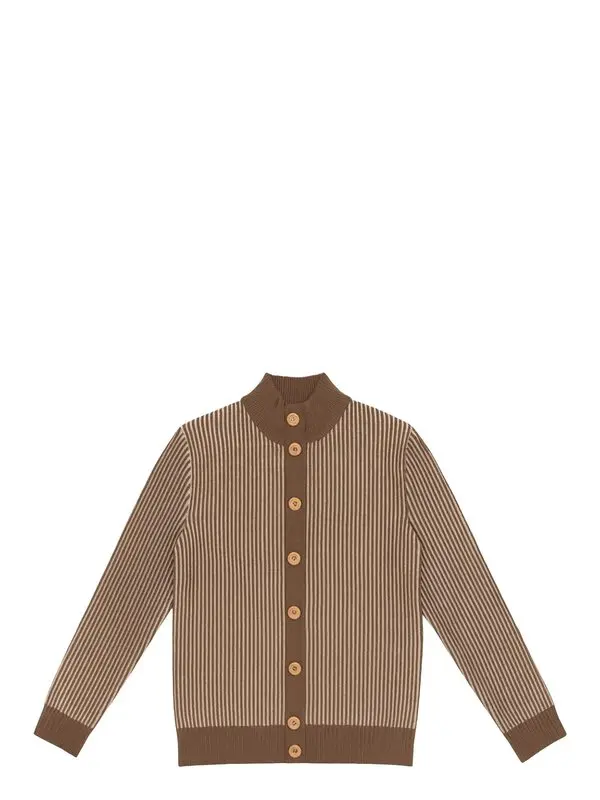 NUVV COLLECTION Striped Milano-stitch Cardigan - Brown