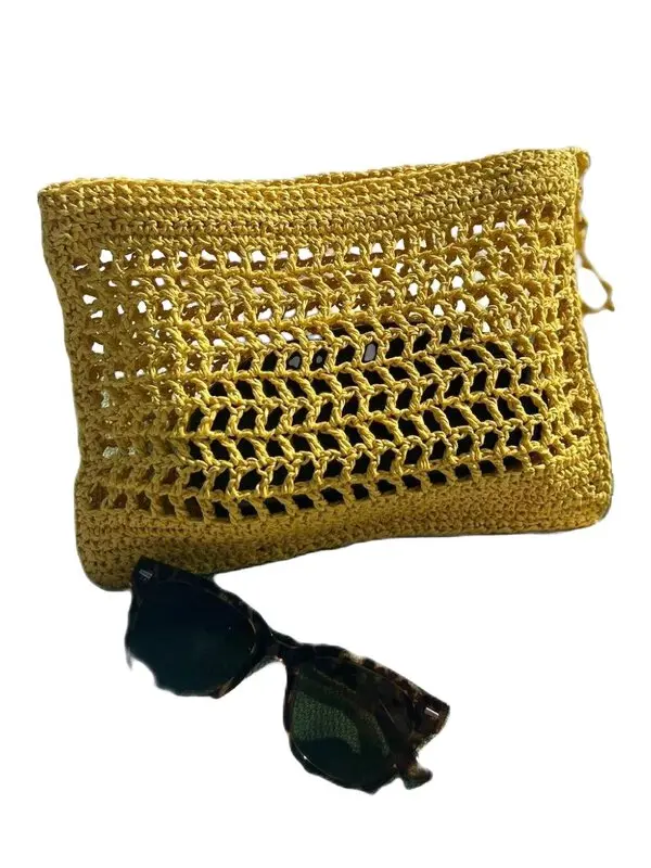 SPRINGMOONATELIER Handwoven Raffia Clutch - Yellow