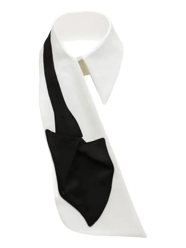 JULIA ALLERT Detachable Shirt Collar With Sculptural Tie - White/black