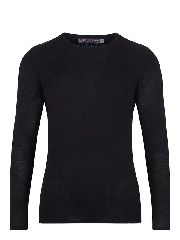 PAUL JAMES KNITWEAR Midweight Merino Activewear Base Layer Top - Black