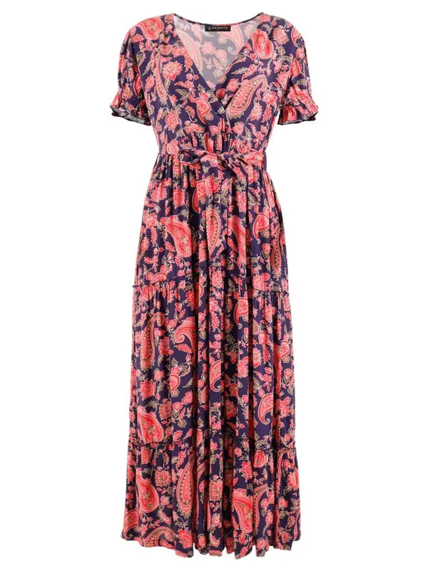 MORRATO BALI Tiana Maxi Dress Ainsley Denim - Red/blue
