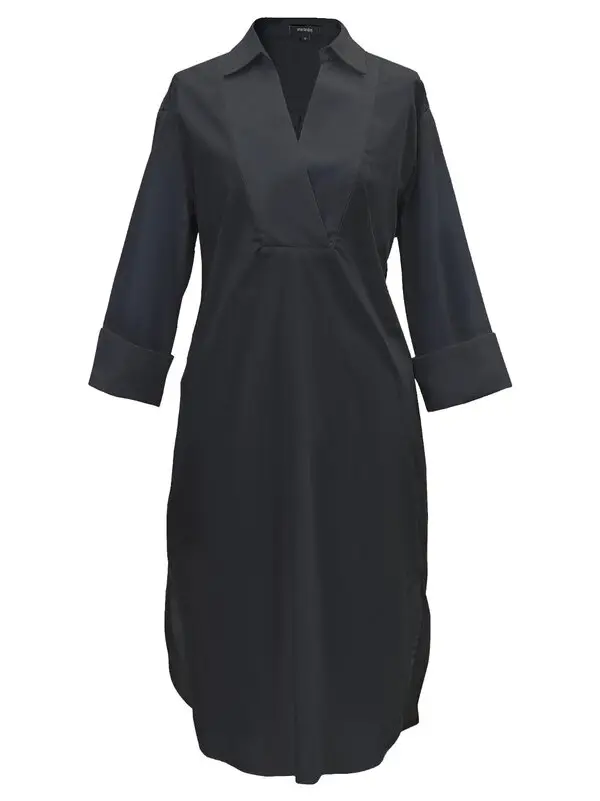 SMART AND JOY Minimalist Cotton Shirt Dress - Black