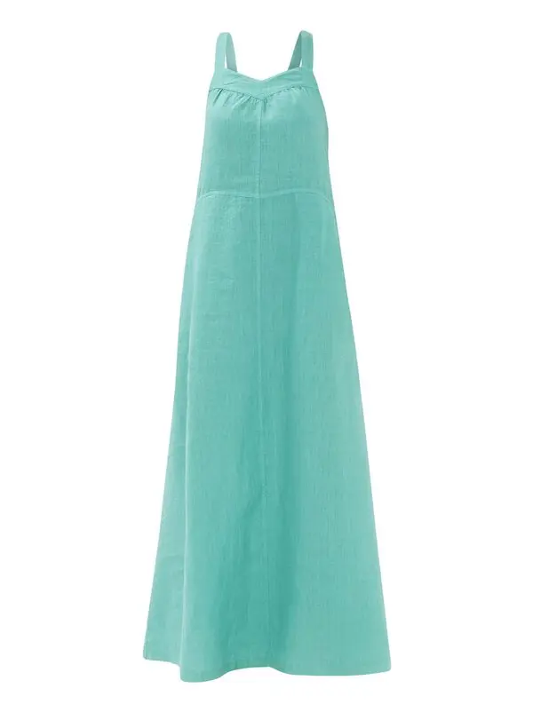 Haris Cotton Tank Maxi Backless Linen Dress - Green