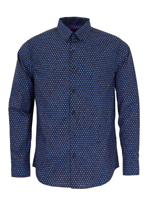 LORDS OF HARLECH Mitchell Polkahalo Shirt Navy - Blue