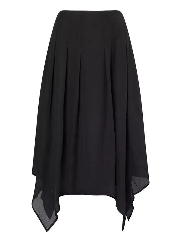 AMY LYNN Asymmetric Chiffon Midi Skirt - Black