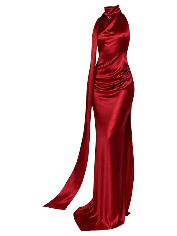 MODA GLAM Muse Cowl Neck Gown - Red