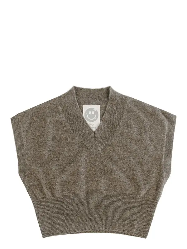 ZENZEE Cashmere Cropped Sweater Vest - Brown
