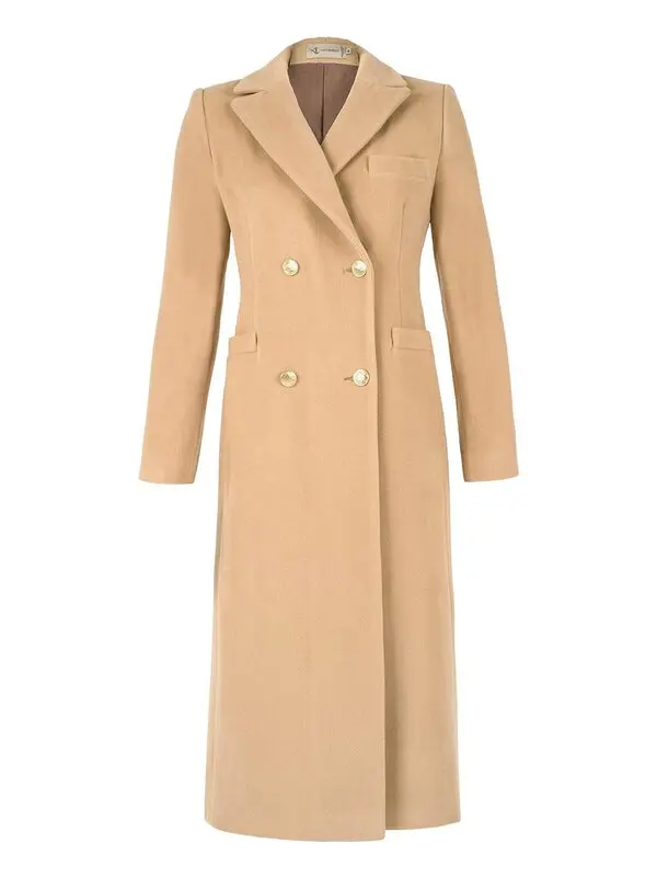 ALINA CERNATESCU Neutrals Forum Double-breasted Midi Wool Coat - Beige