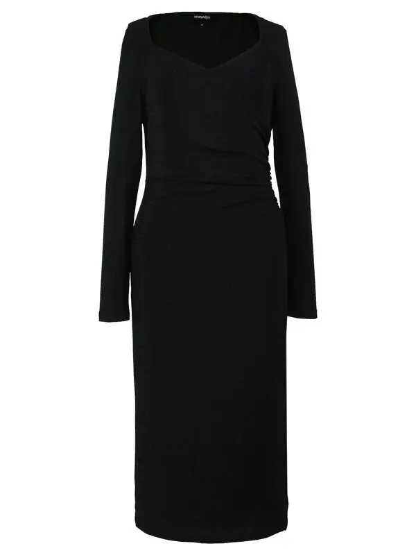 SMART AND JOY Fitted Metallic Knit Sheath Dress - Black