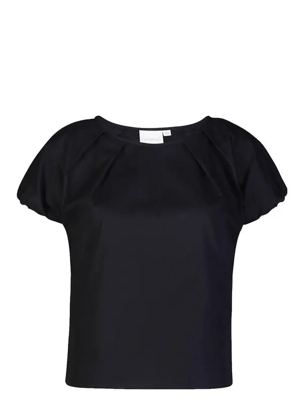 REISTOR Balloon Sleeve Cotton Top - Black