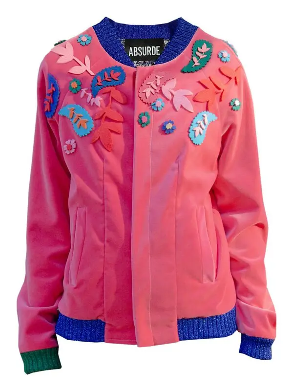 ABSURDE Velvet Bomber Jacket - Pink