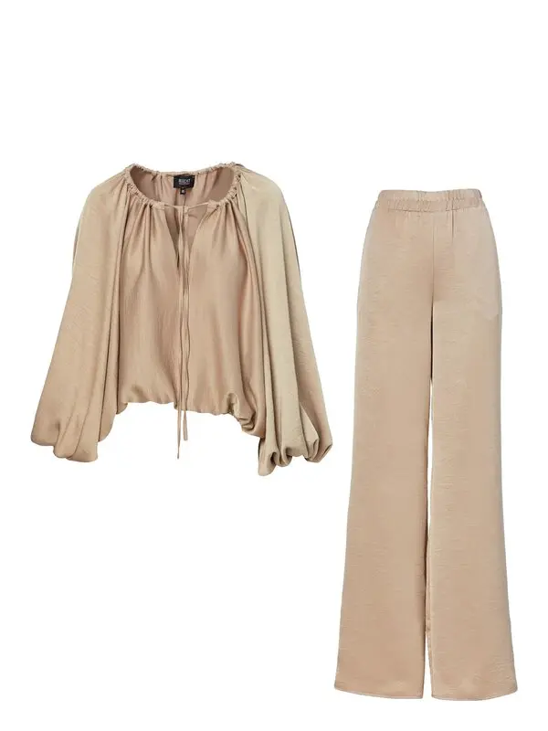 BLUZAT Blouse And Trousers Set - Beige
