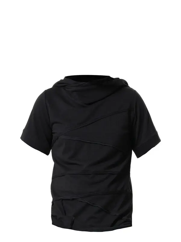 METAMORPHOZA Short Sleeve Hooded Top - Black