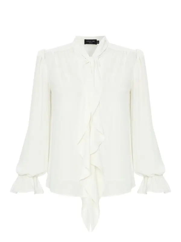 EXQUISE Regular Fit Chiffon Aramis Blouse - White