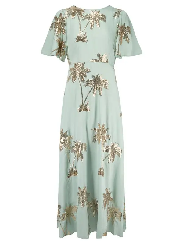 TRAFFIC PEOPLE Rene Maxi Dress With Sequins - Blue/gold