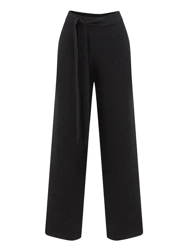 PERALUNA Bell Bottom Knit Trousers - Grey