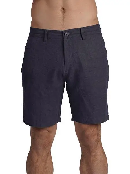EIGHT X 100% Linen Slim Fit Shorts - Blue