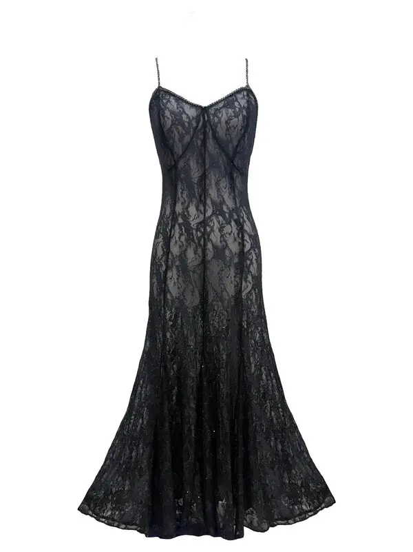 CAROL COELHO Machu Picchu Mini Sequin Lace Gown - Black