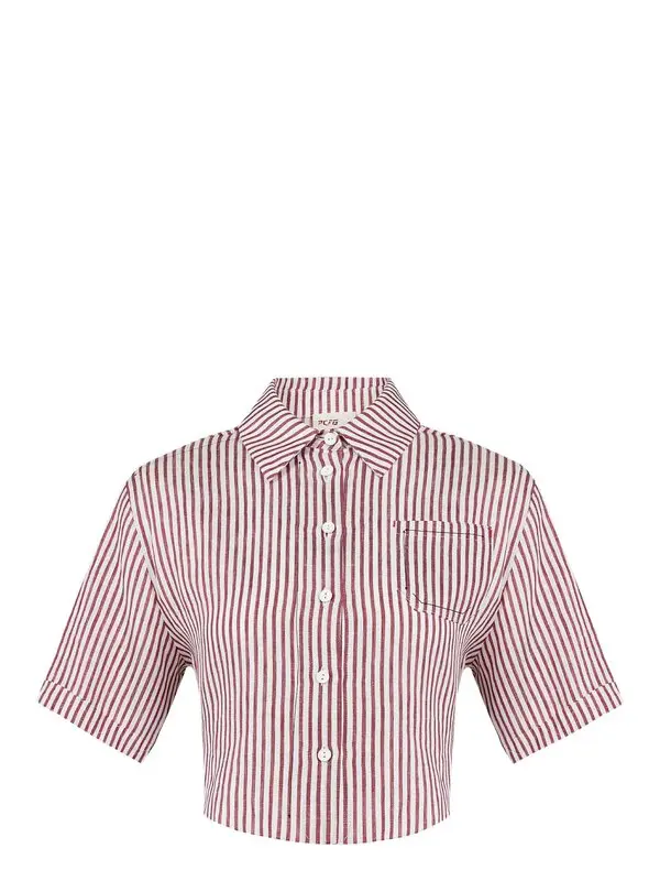 PCFG Striped Crop Shirt - White/red