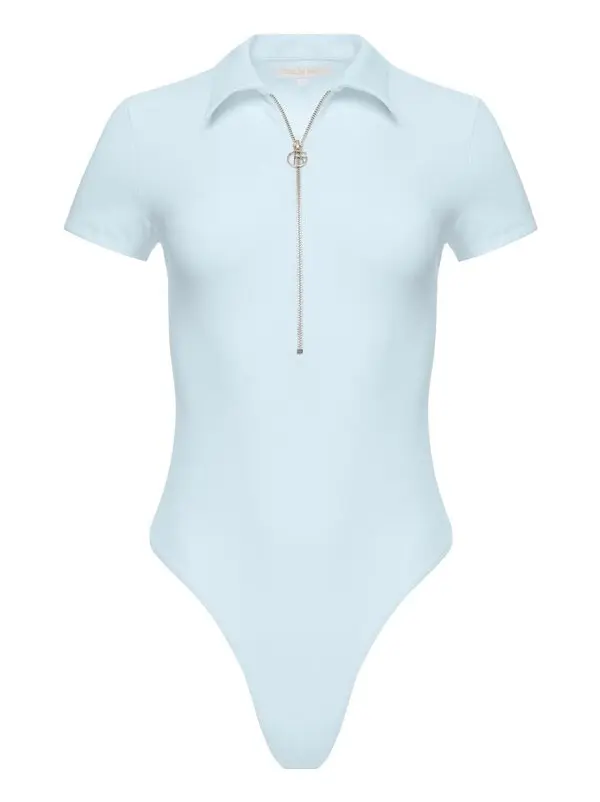GOLDIE BYRD Zip Front Smoothing Bodysuit - Blue