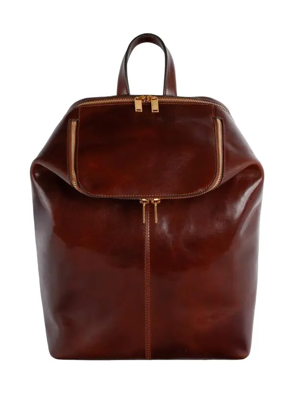 TIME RESISTANCE Italian Leather Backpack - Brown
