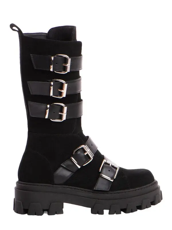 THE 5TH ELEMENT Jagger Buckled Combat Boots - Black