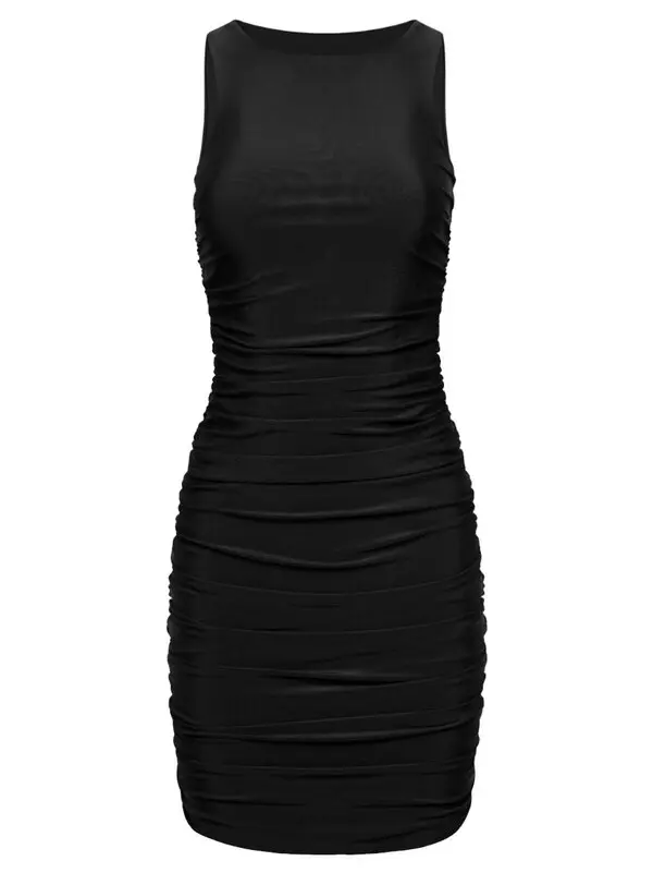 PLAYALUXE Ibiza Ruched Mini Dress - Black